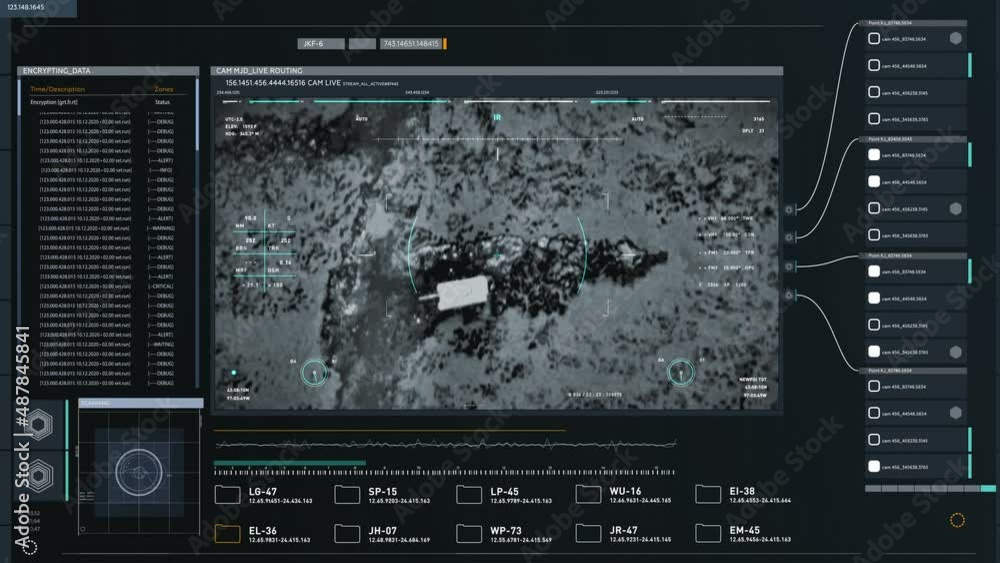 Military surveillance system ui on the screen. Military surveillance ui ...