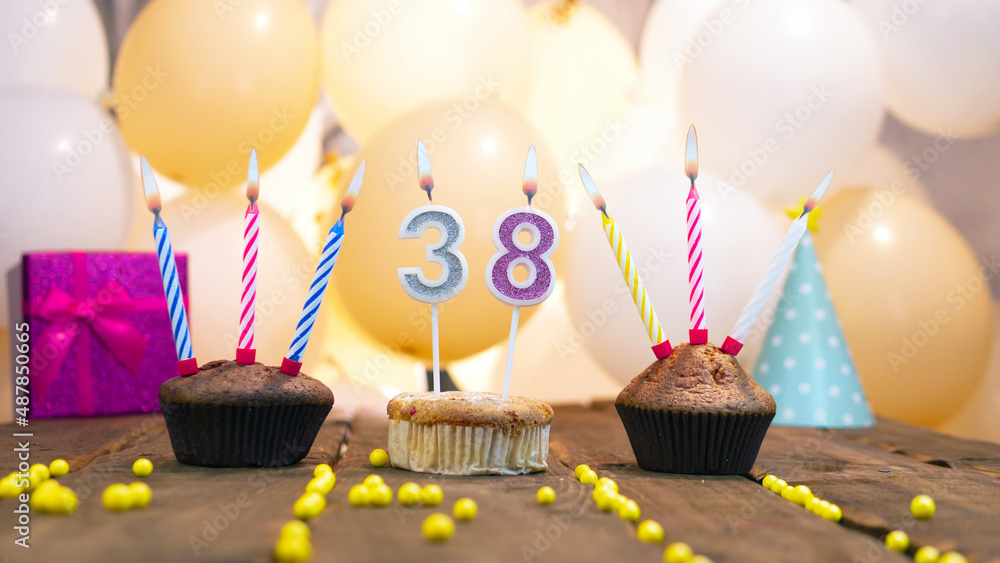 A beautiful birthday card for a girl with the number 38 in a cupcake ...
