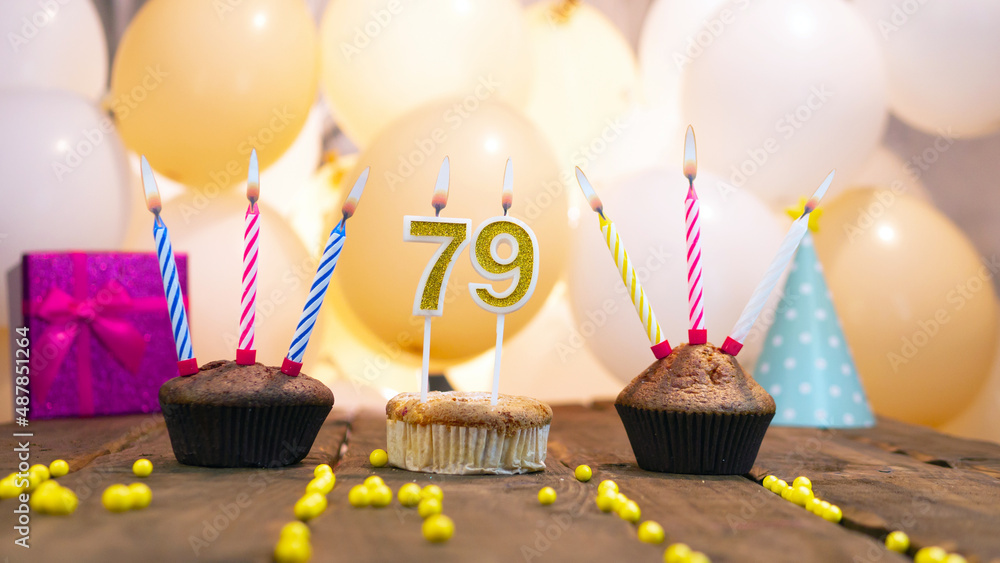 Beautiful card happy birthday for a woman with the number 79 in a ...