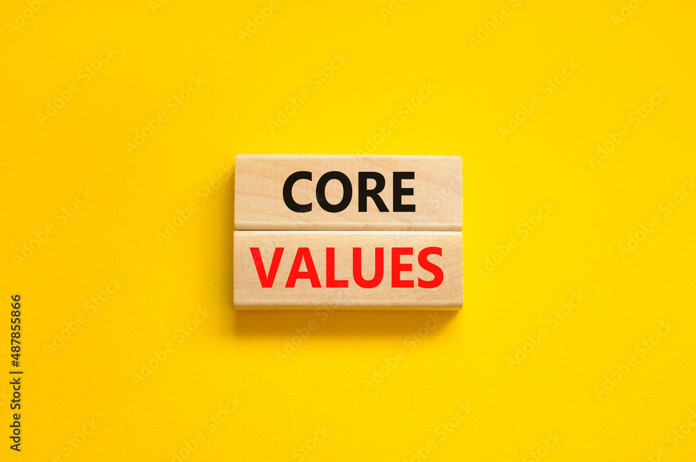 Core values symbol. Concept words Core values on wooden blocks on a ...