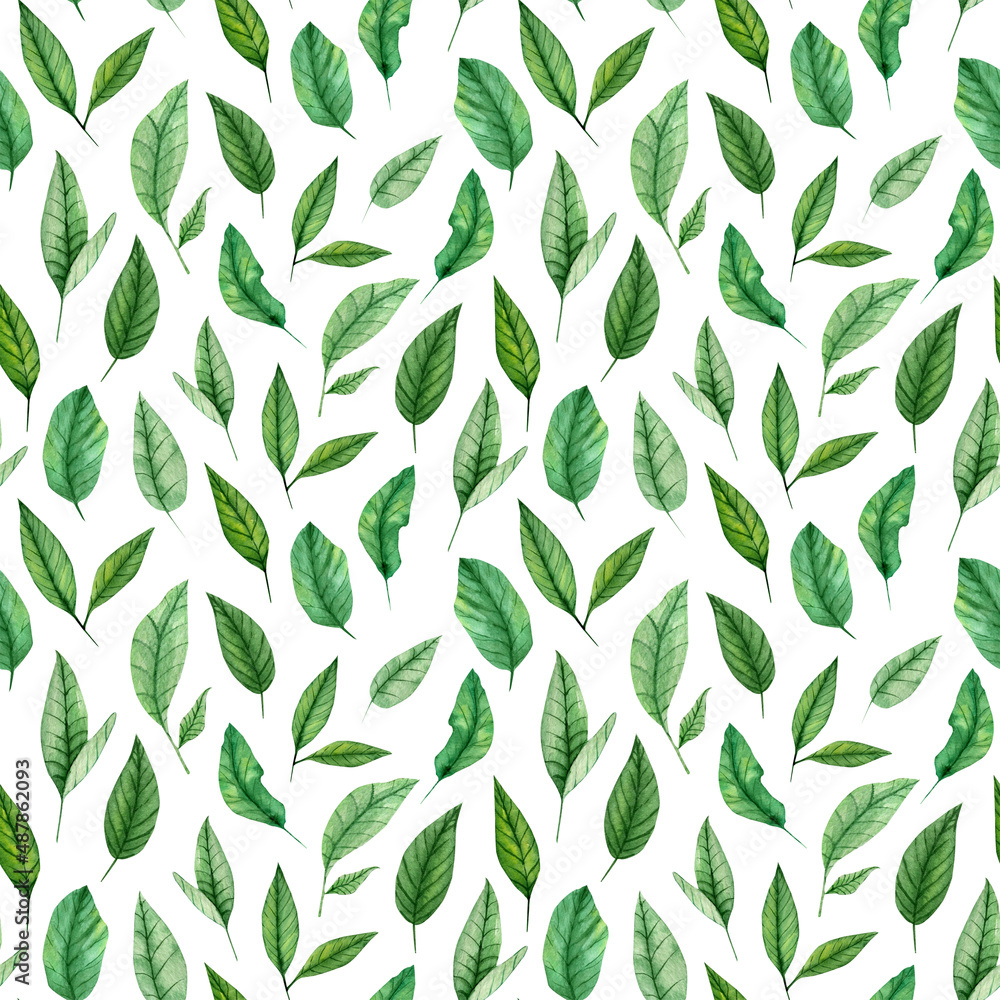 Beautiful background with hand-drawn green leaves. Perfect for ...