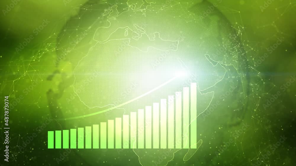 Positive green business graph line with bars animation. Concept ...