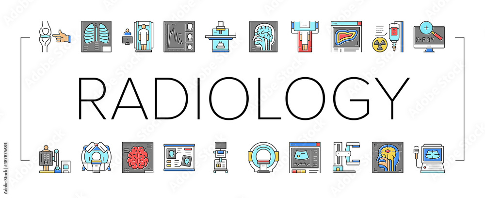 Radiology Equipment Collection Icons Set Vector Illustration . Stock ...