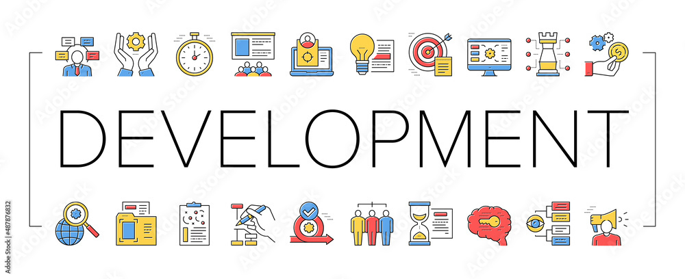 Project Development Collection Icons Set Vector . Stock Vector | Adobe ...