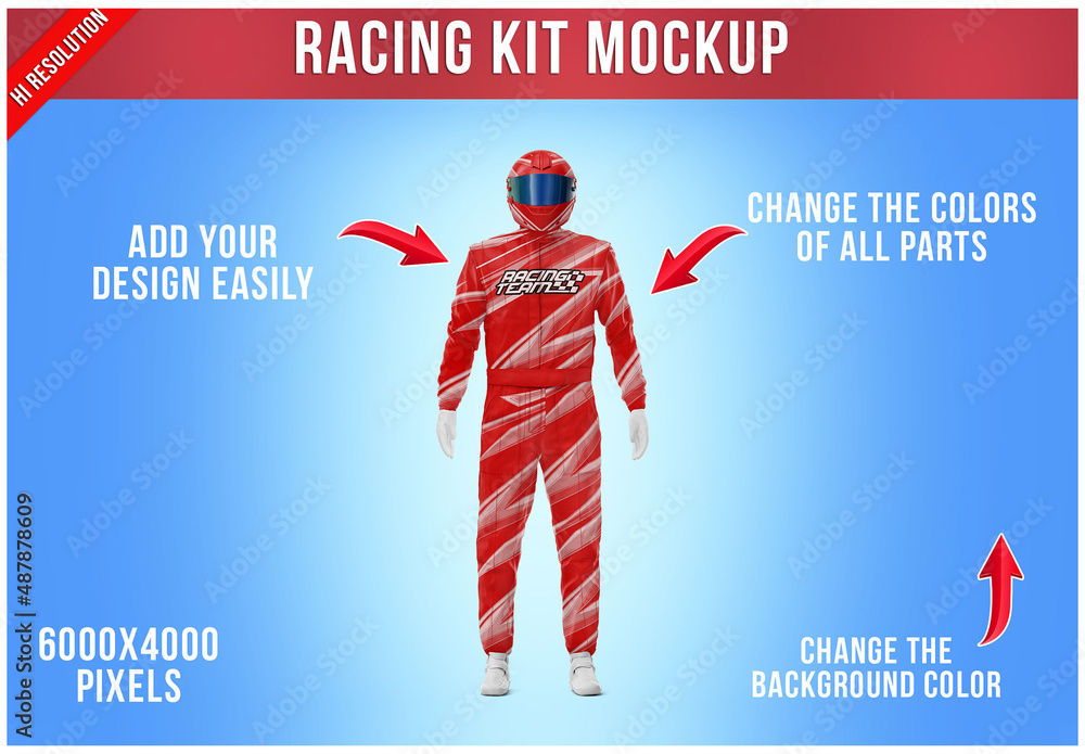 Racing Kit Mockup Front View Stock Template | Adobe Stock