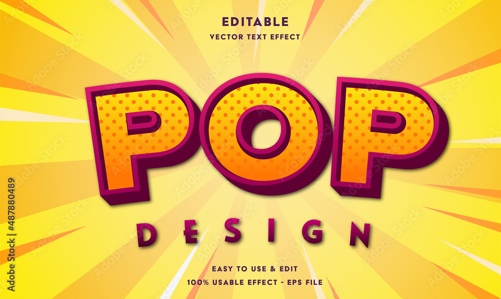 pop design editable text effect template Stock Vector | Adobe Stock