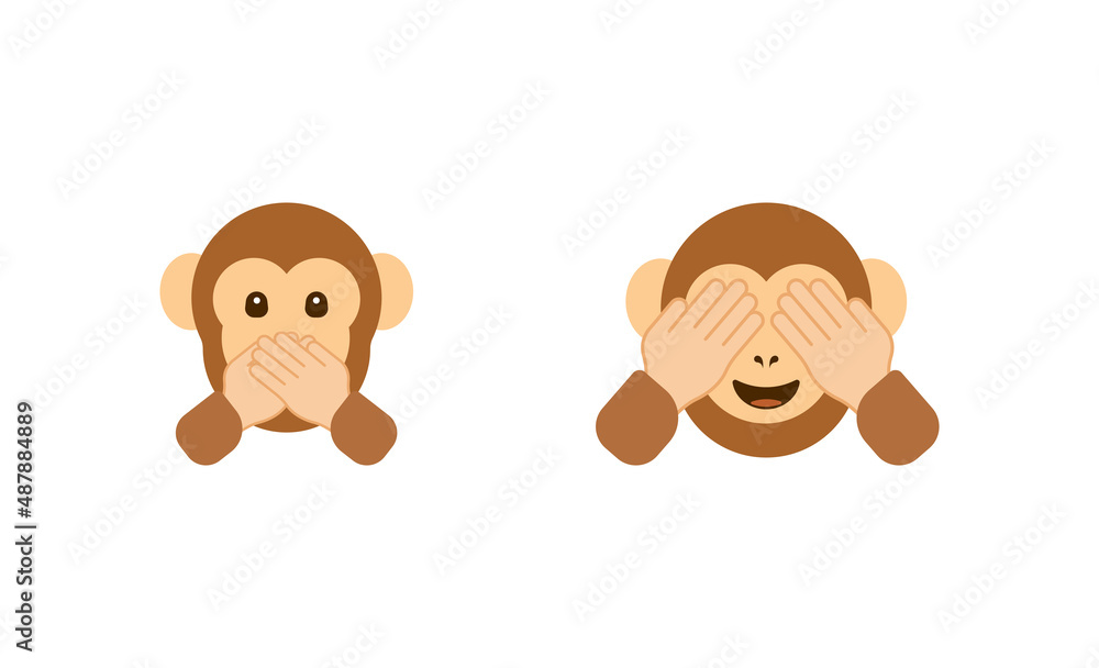 See no evil monkey vector flat icon. Isolated monkey face emoji ...