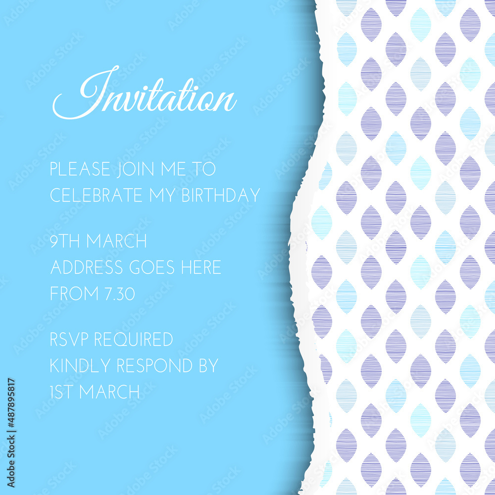 Light Blue Invitation Design in Modern Abstract Style Stock Vector ...