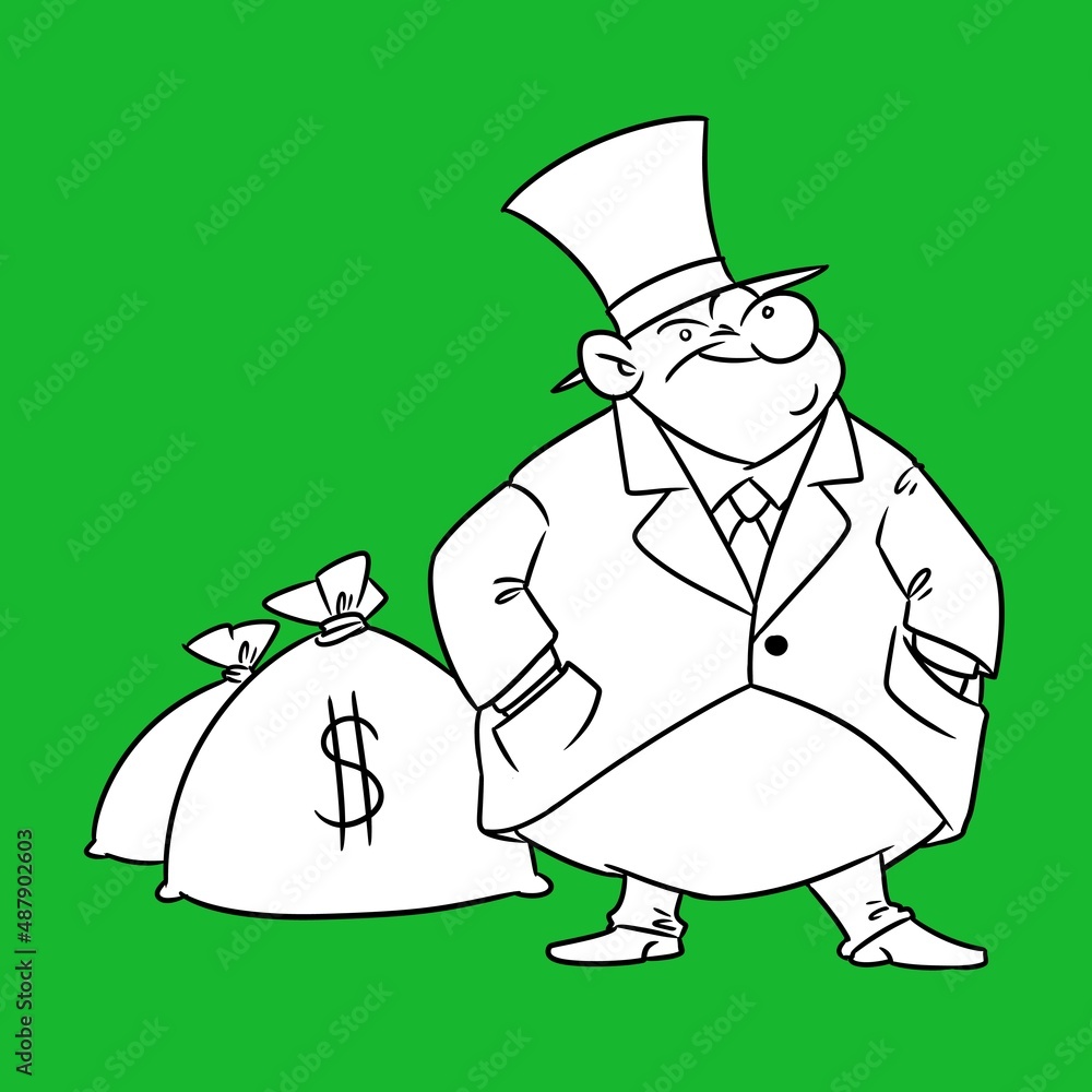Rich man banker illustration cartoon Stock Illustration | Adobe Stock