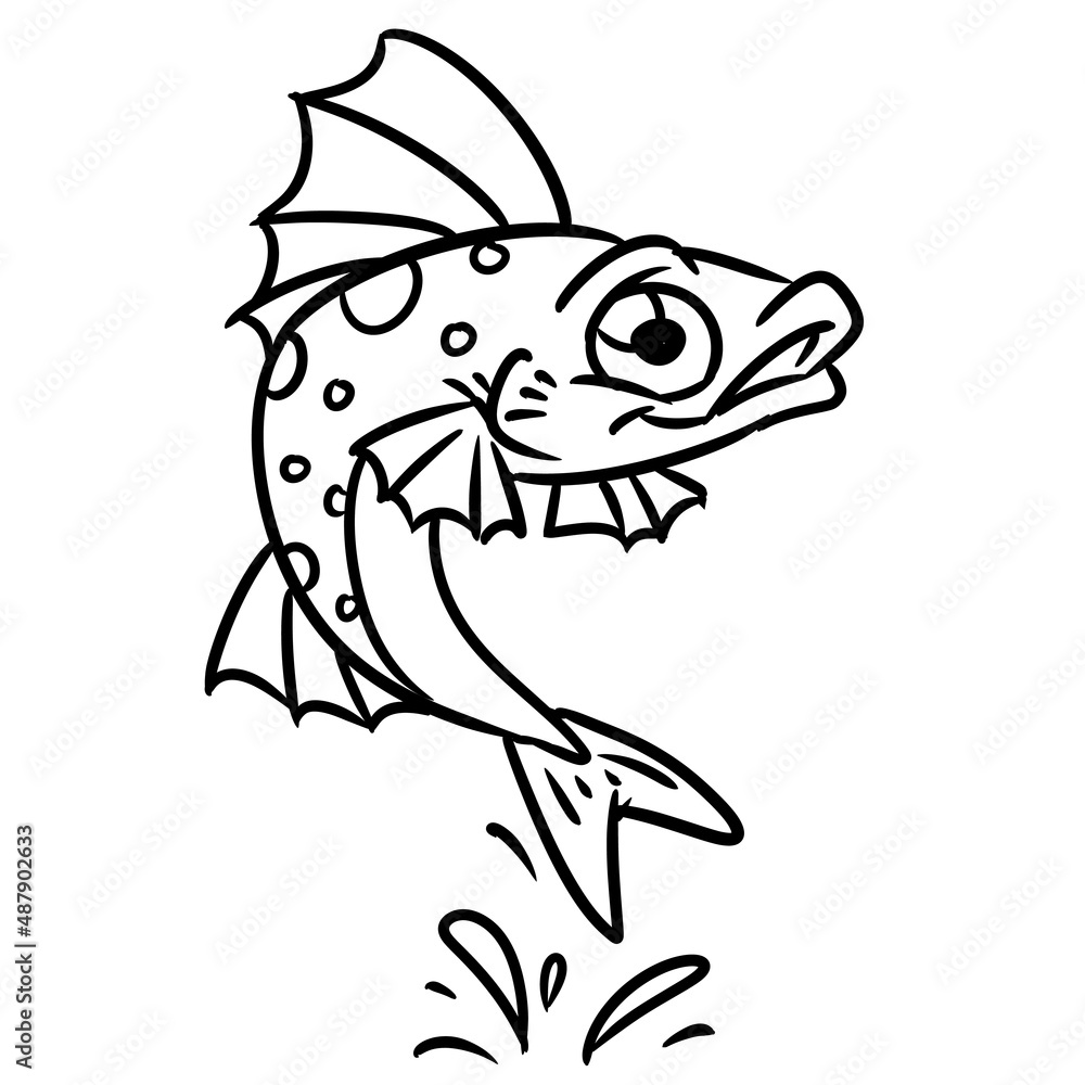Fish character outline illustration cartoon Stock Illustration | Adobe ...