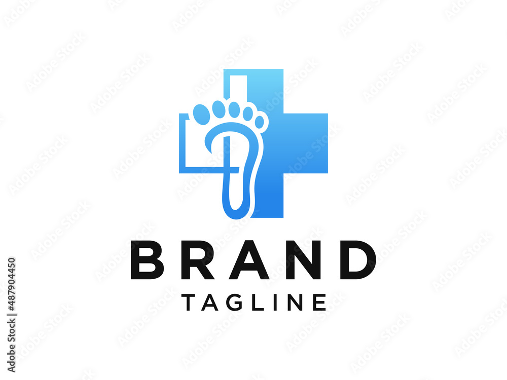 Foot Care Medical Logo. Blue Gradient Cross Sign with Negative Space ...