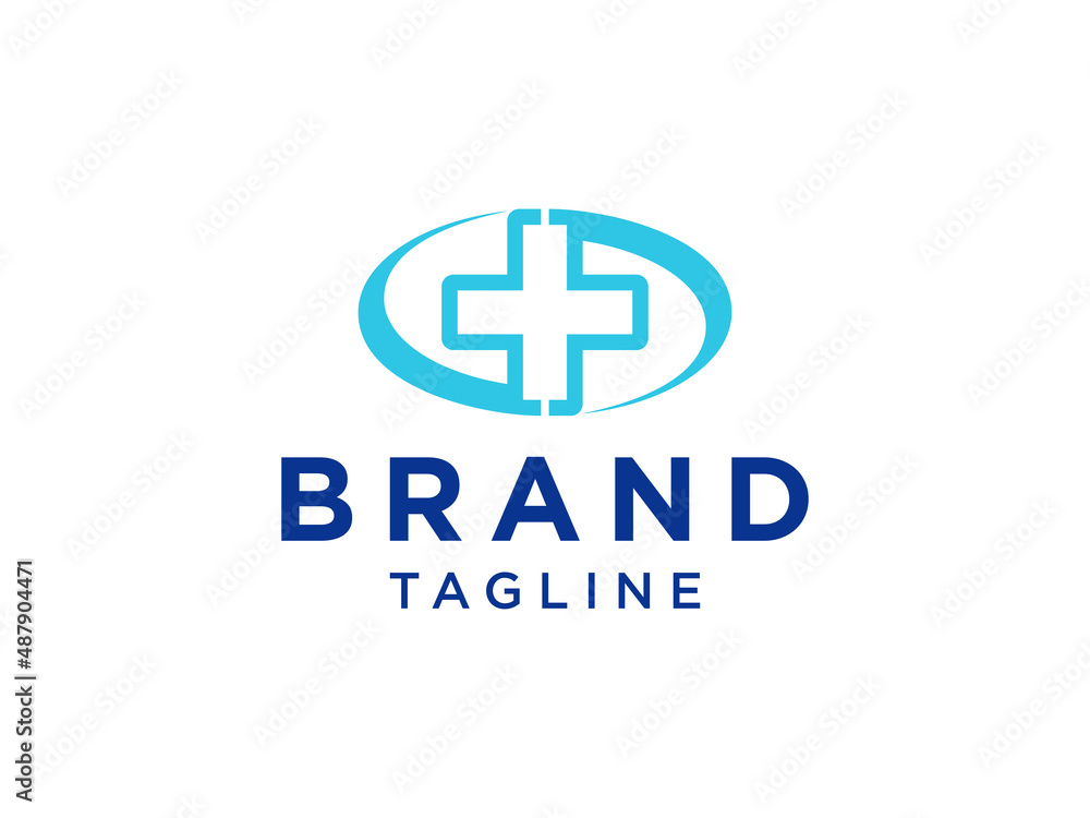 Healthcare Medical Logo. Blue Cross Plus Sign with Grey Comet Circular ...