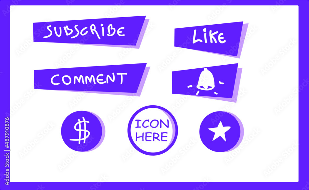 money, sub, star, comment, like, subscribe, purple icons, livestream ...