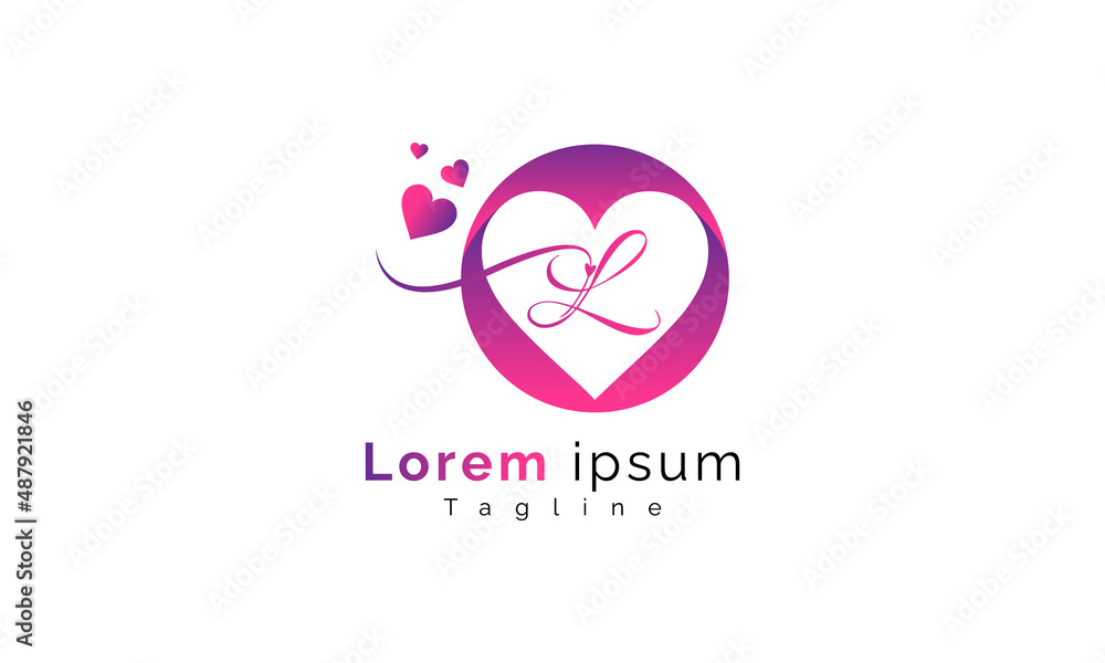 Letter l love heart logo design template Stock Vector | Adobe Stock