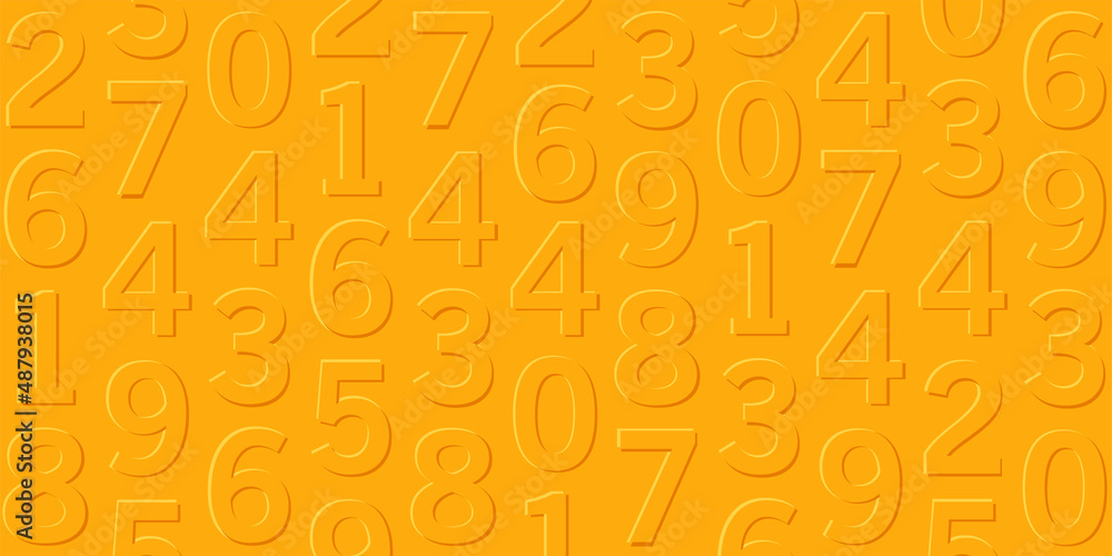Yellow pattern with yellow volume 3d numbers on it, play of light and ...