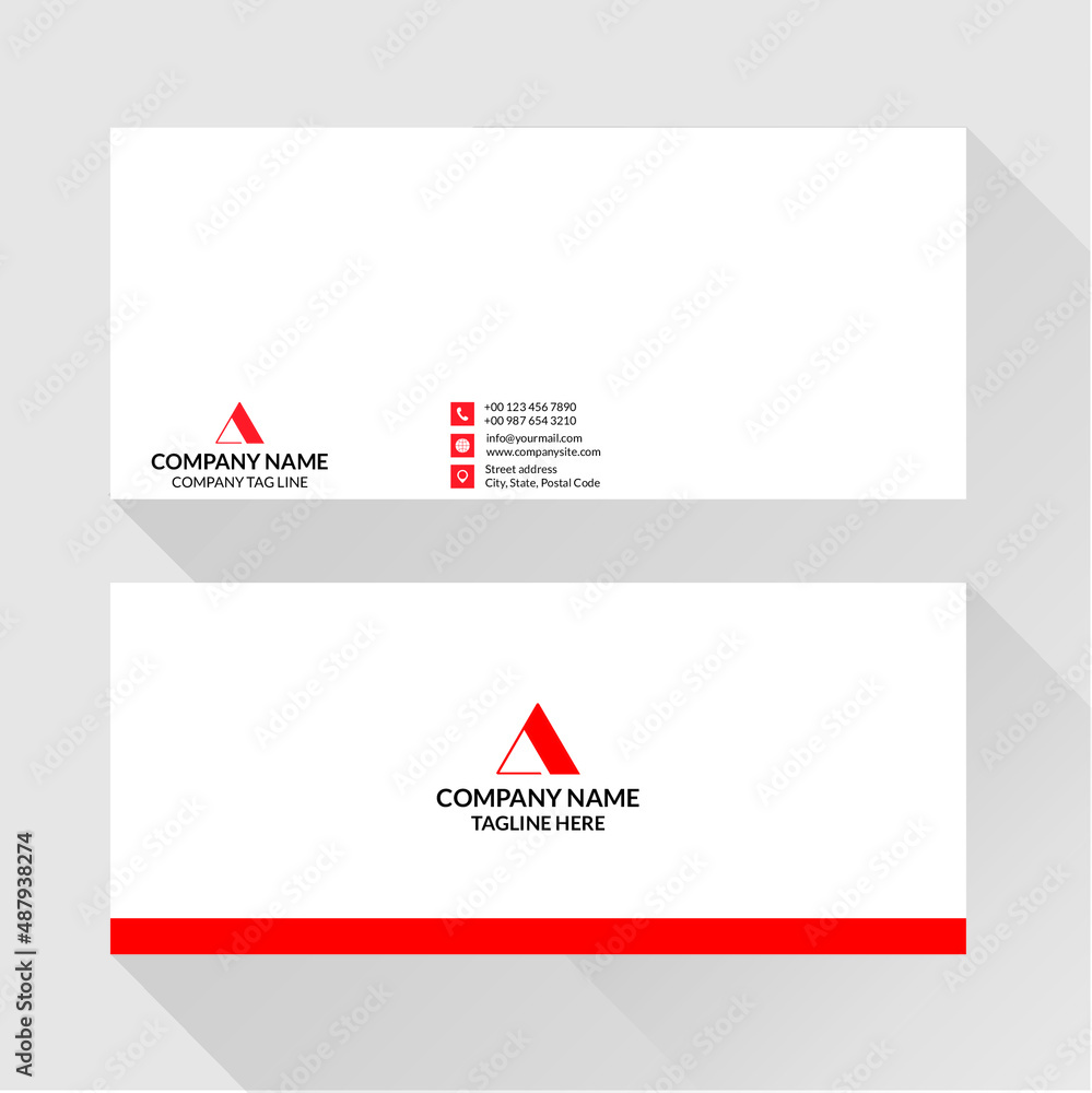 Simple envelope design template with front and back side Stock Vector ...
