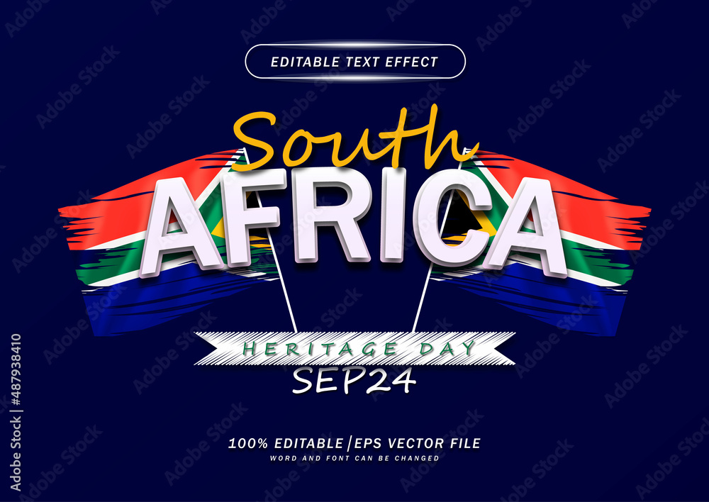 South africa text template design. Happy heritage day text style effect ...