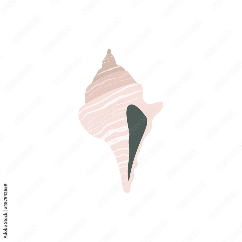 Sea shell. Nature under water. Flat vector cartoon illustration ...