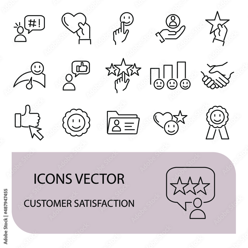 Customer Satisfaction icons set . Customer Satisfaction pack symbol vector elements for ...