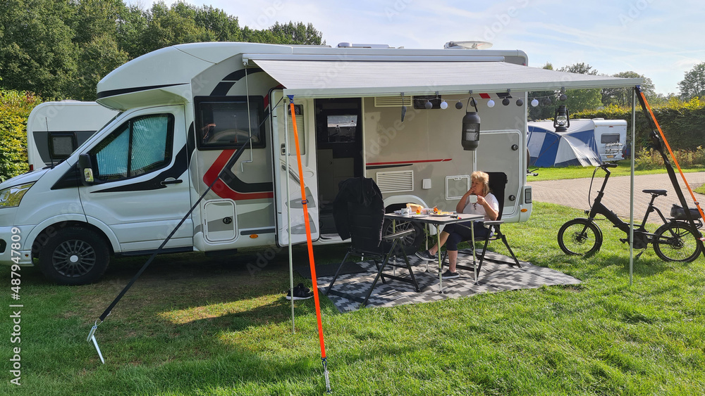 Motorhome Cottage Campervan Open Awning Stock Photo | Adobe Stock
