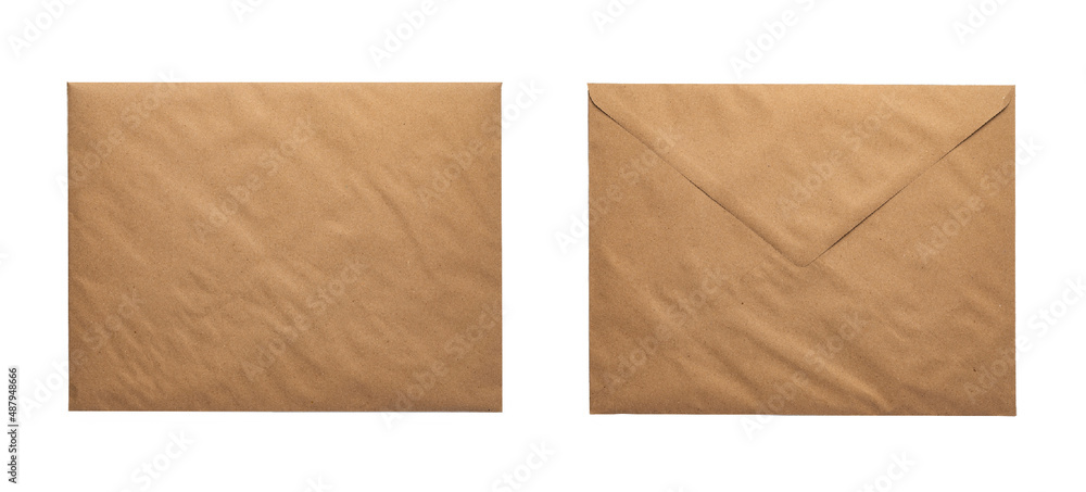 Recycled craft paper envelope isolated white background Stock Photo ...