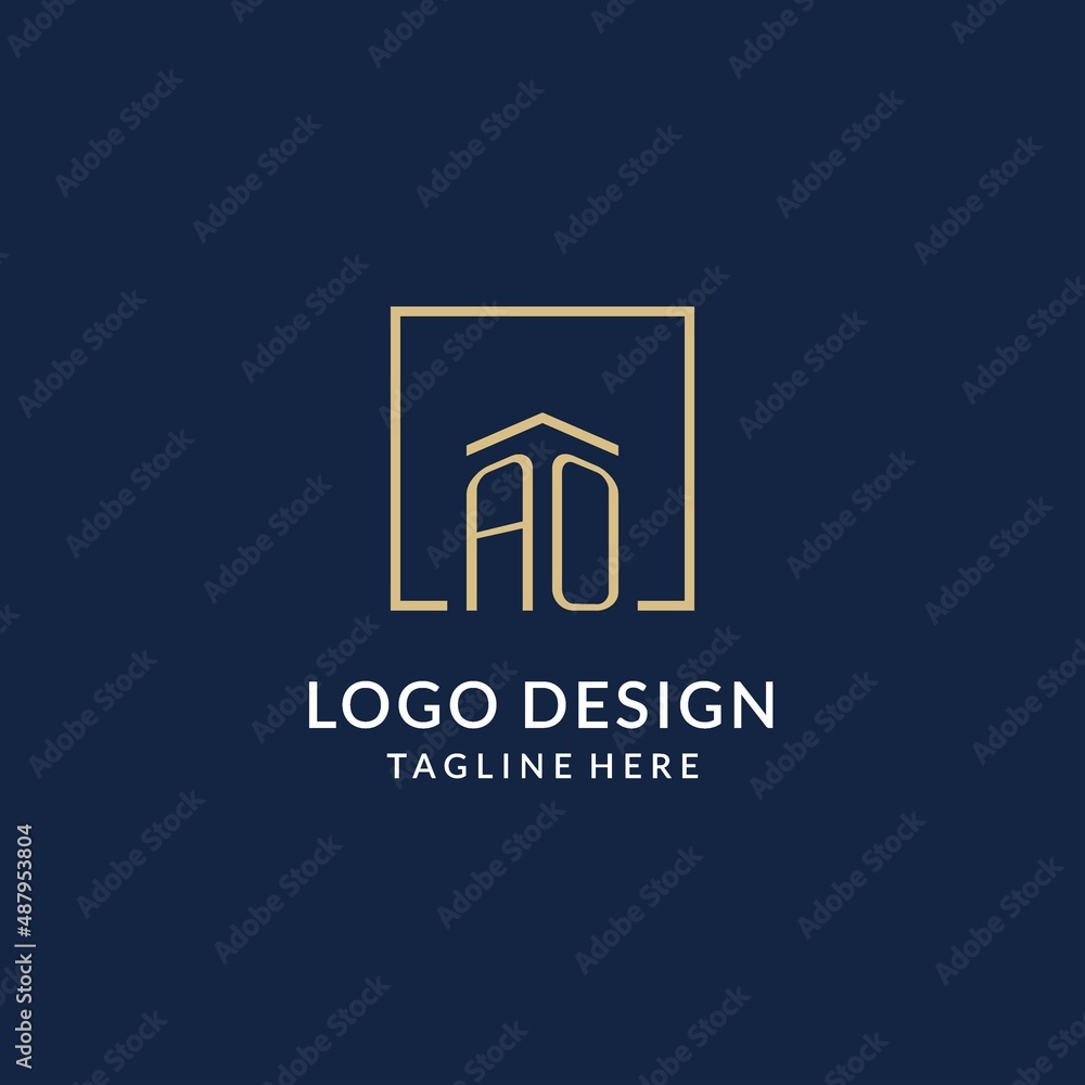 Initial AO square lines logo, modern and luxury real estate logo design ...