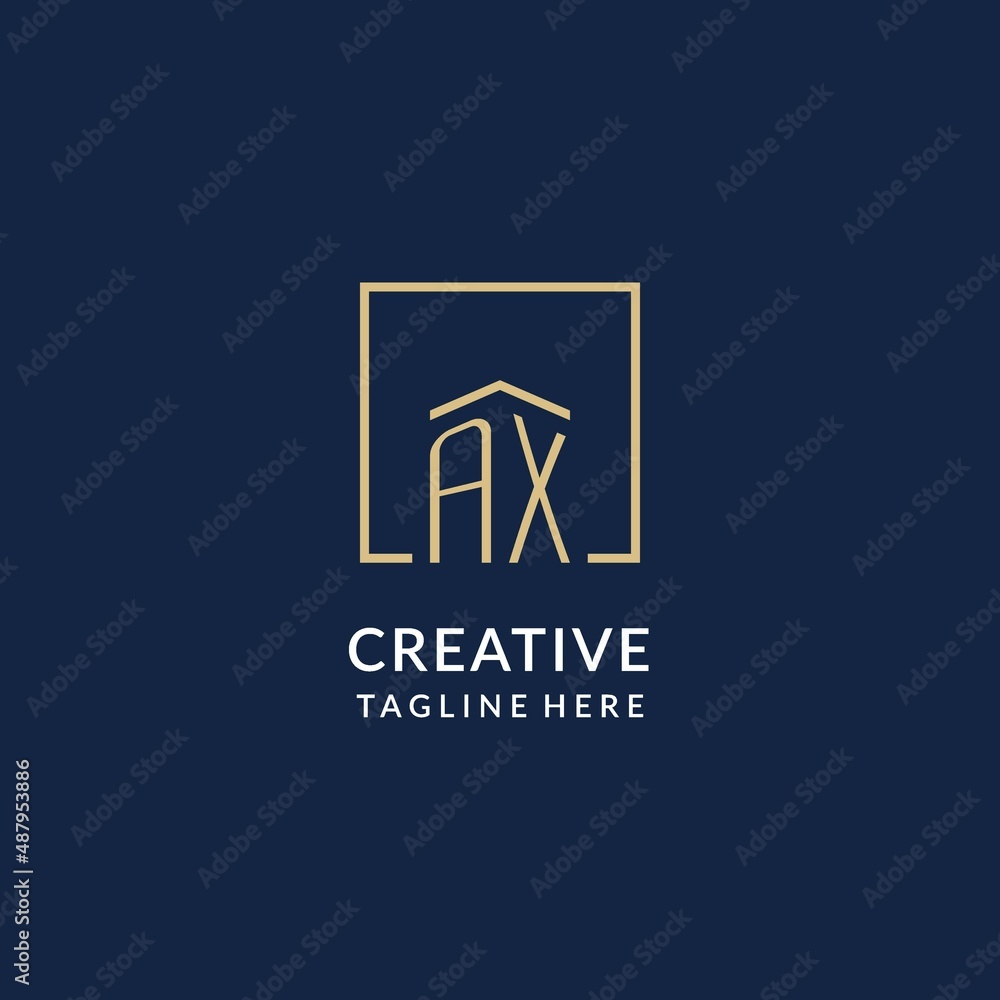 Initial AX square lines logo, modern and luxury real estate logo design ...