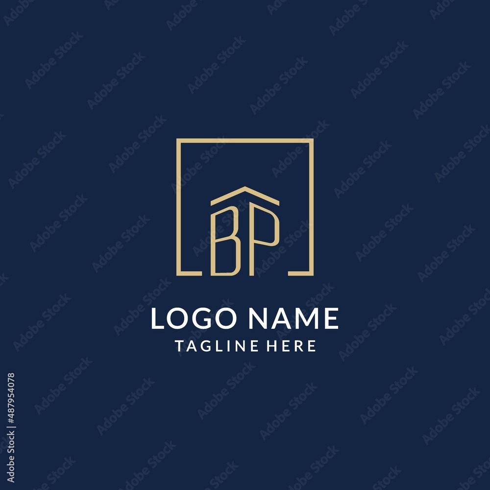 Initial BP square lines logo, modern and luxury real estate logo design ...