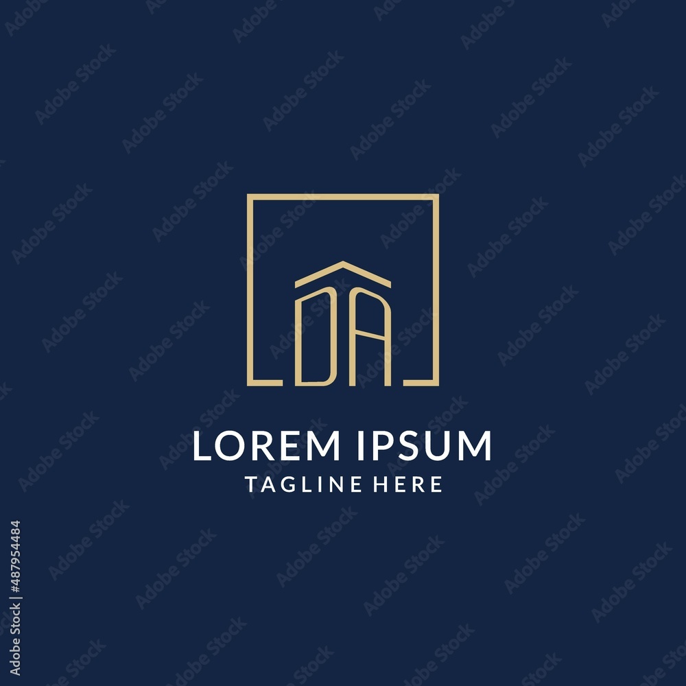 Initial DA square lines logo, modern and luxury real estate logo design ...