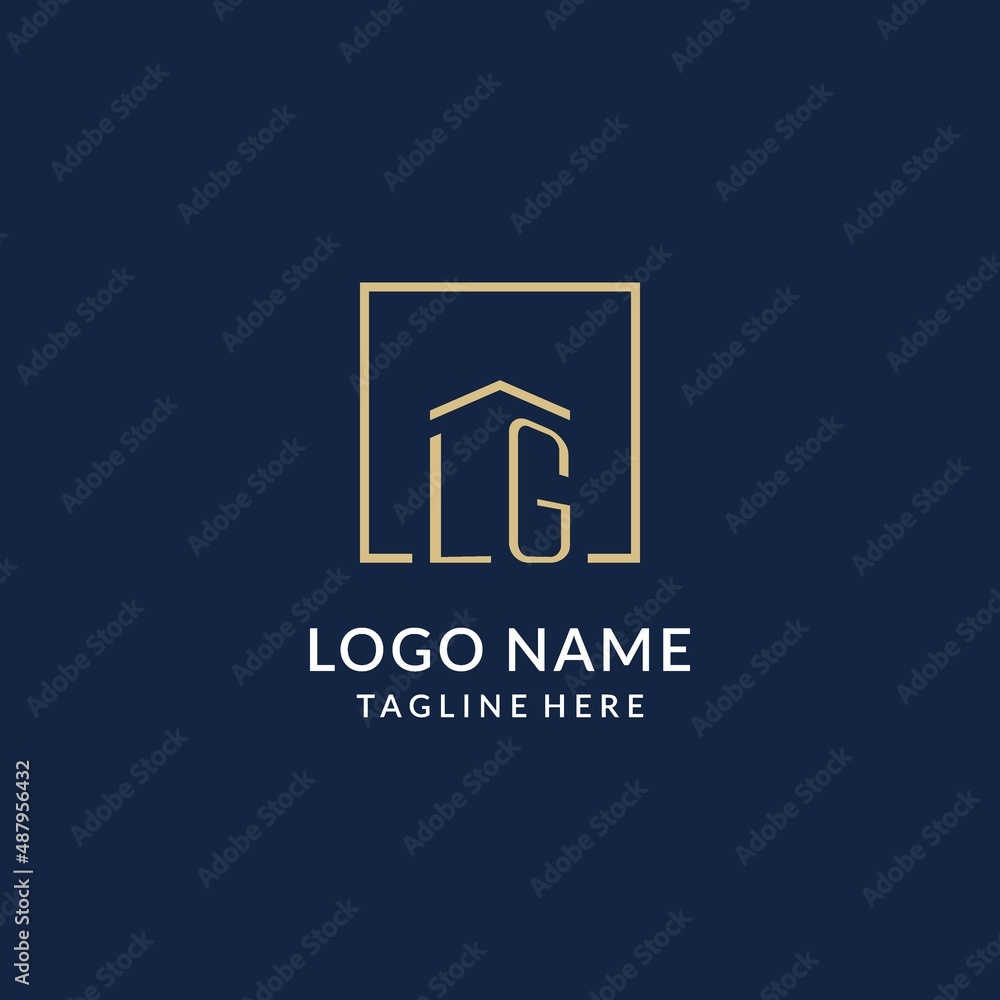 Initial LG square lines logo, modern and luxury real estate logo design ...