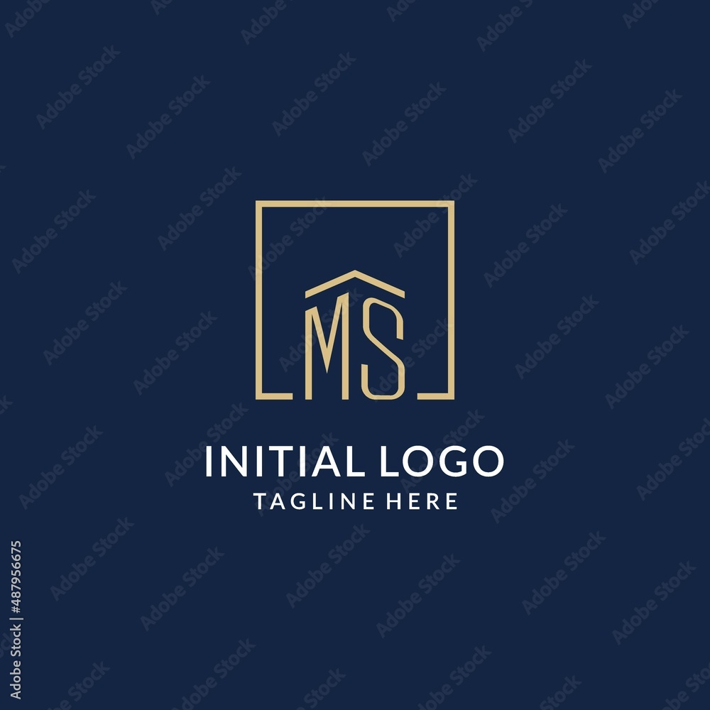 Initial MS square lines logo, modern and luxury real estate logo design ...