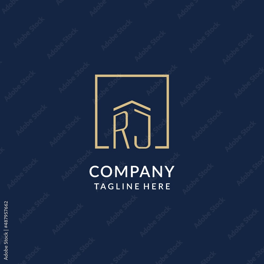 Initial RJ square lines logo, modern and luxury real estate logo design ...