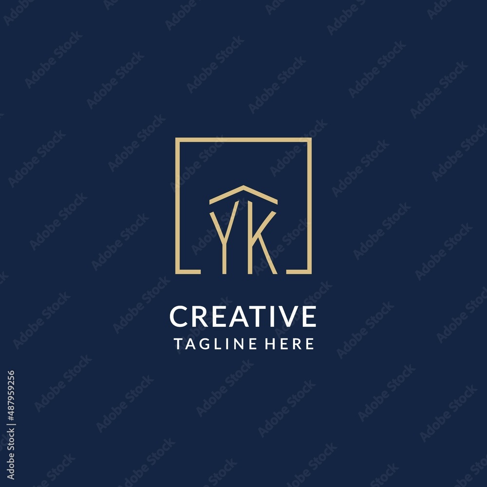 Initial YK square lines logo, modern and luxury real estate logo design ...