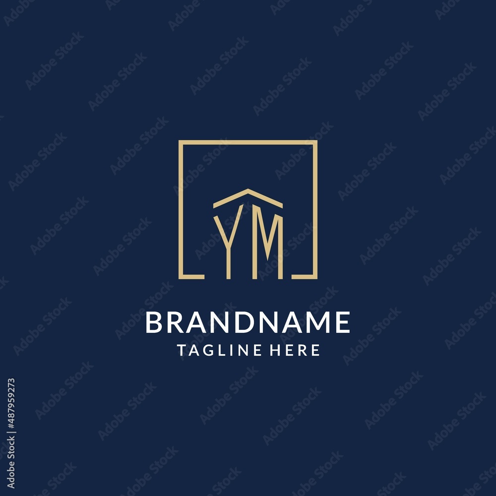 Initial YM square lines logo, modern and luxury real estate logo design ...