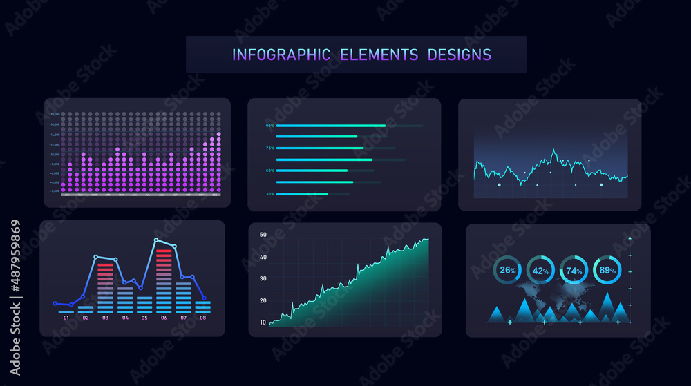 HUD charts diagram,statistics and data analytics.Dashboard Infographics ...