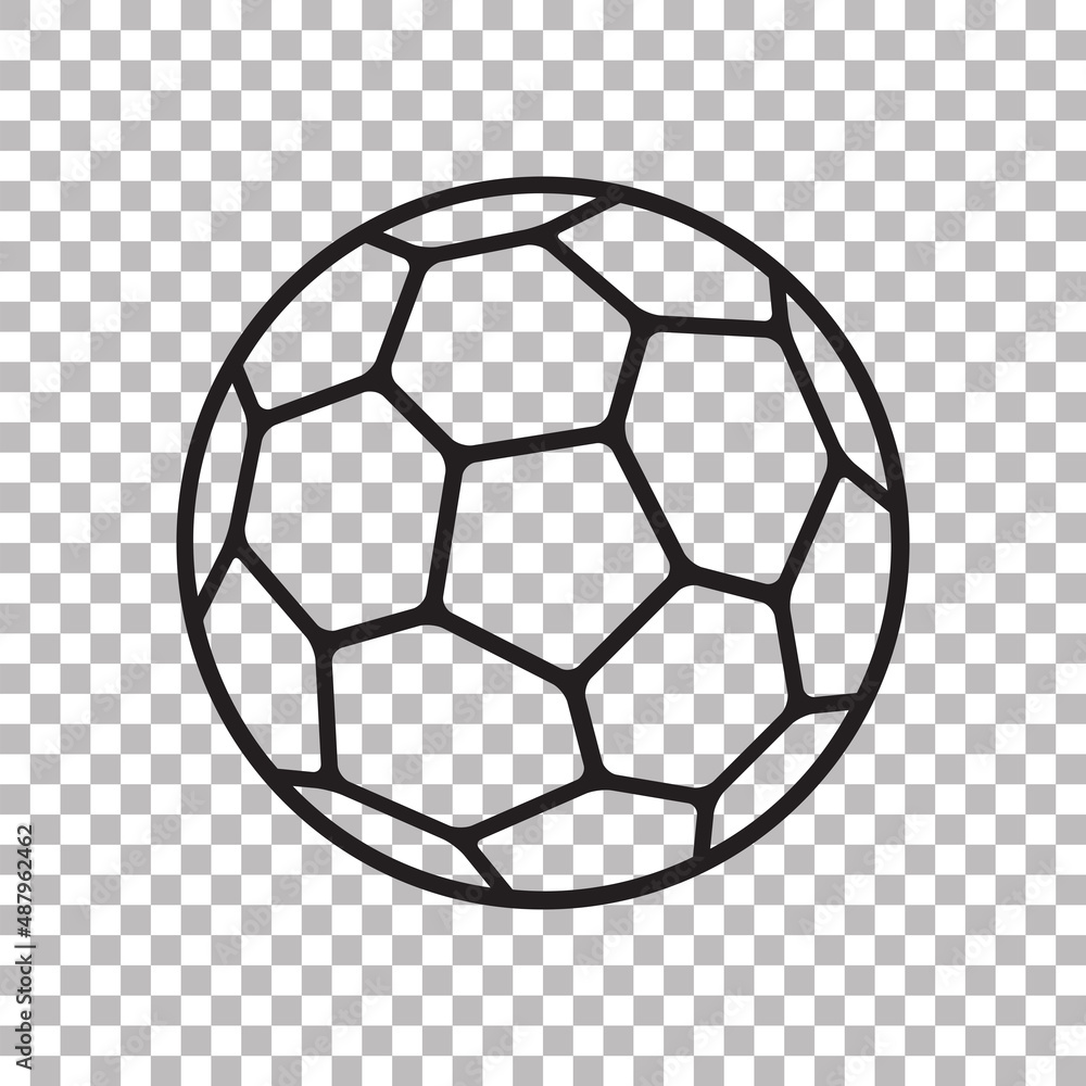 Football icon in flat style. Vector Soccer ball on transparent ...