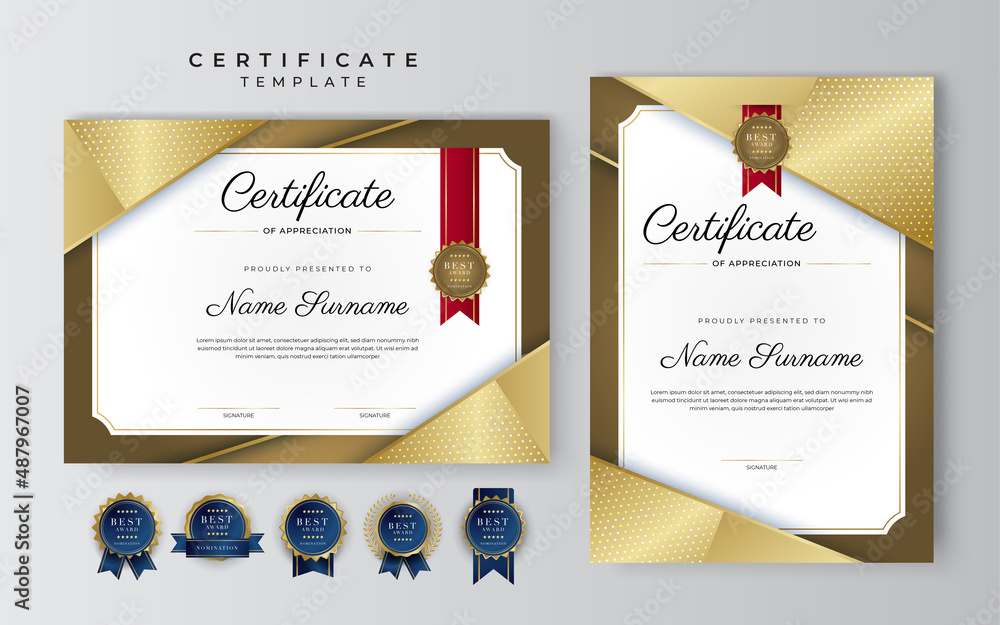 Premium gold certificate of achievement border template with luxury ...