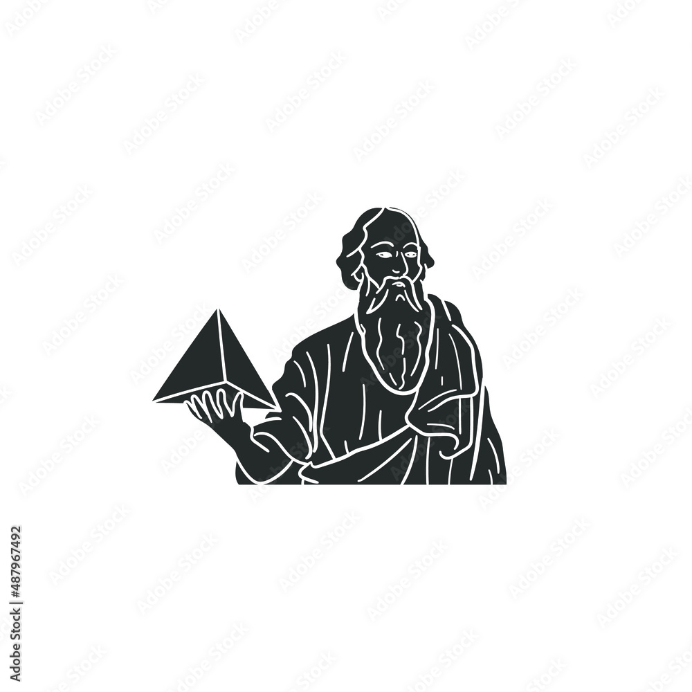 Pythagoras Icon Silhouette Illustration. Mathematician Greek Historic ...