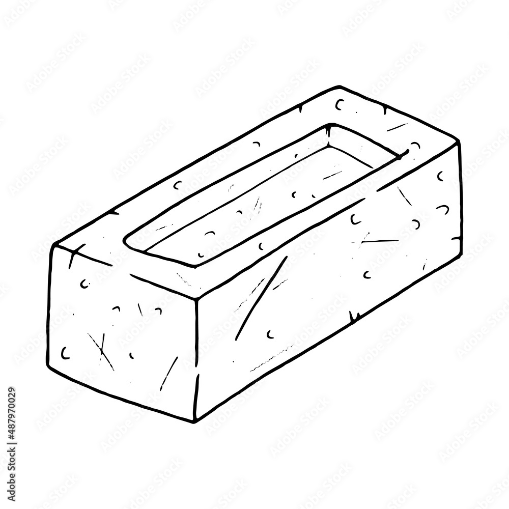 Brick icon hand drawn. Vector illustration of brick building. Sketch ...