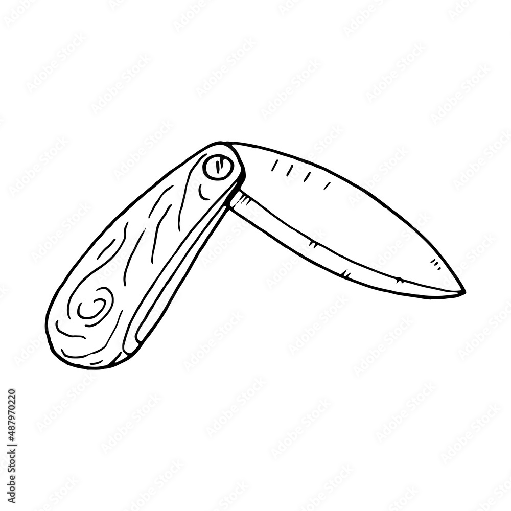 Poster Jackknife sketch drawing. Vector illustration of a knife. – Wall ...