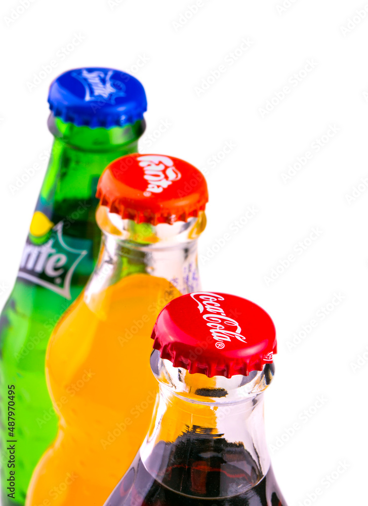 Coca Cola, Sprite and Fanta cans isolated on white background Stock ...