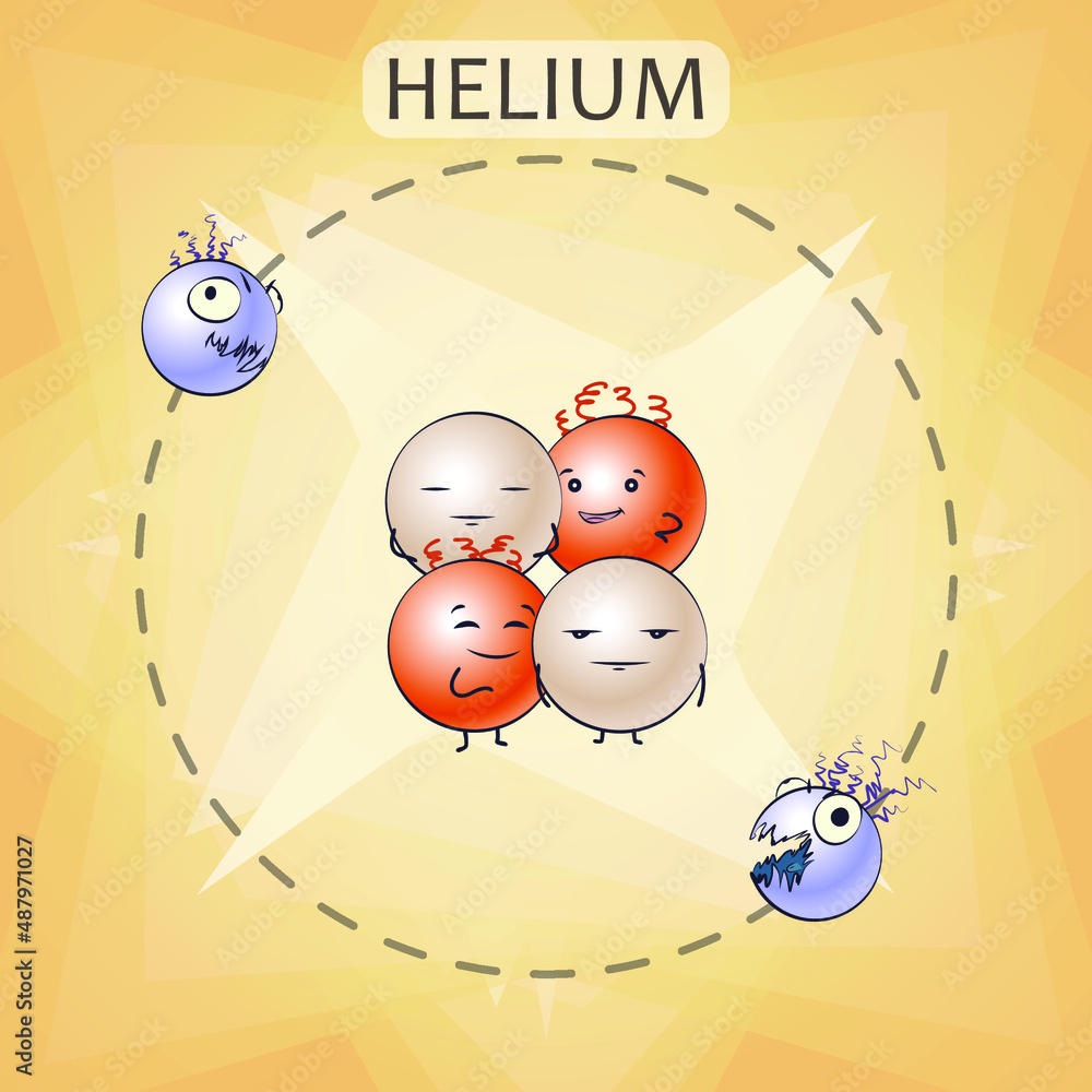 Cartoon helium atom, vector illustration Stock Vector | Adobe Stock