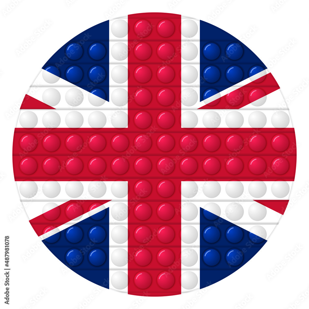 Glass ball with flag of United Kingdom. Round sphere, template icon ...