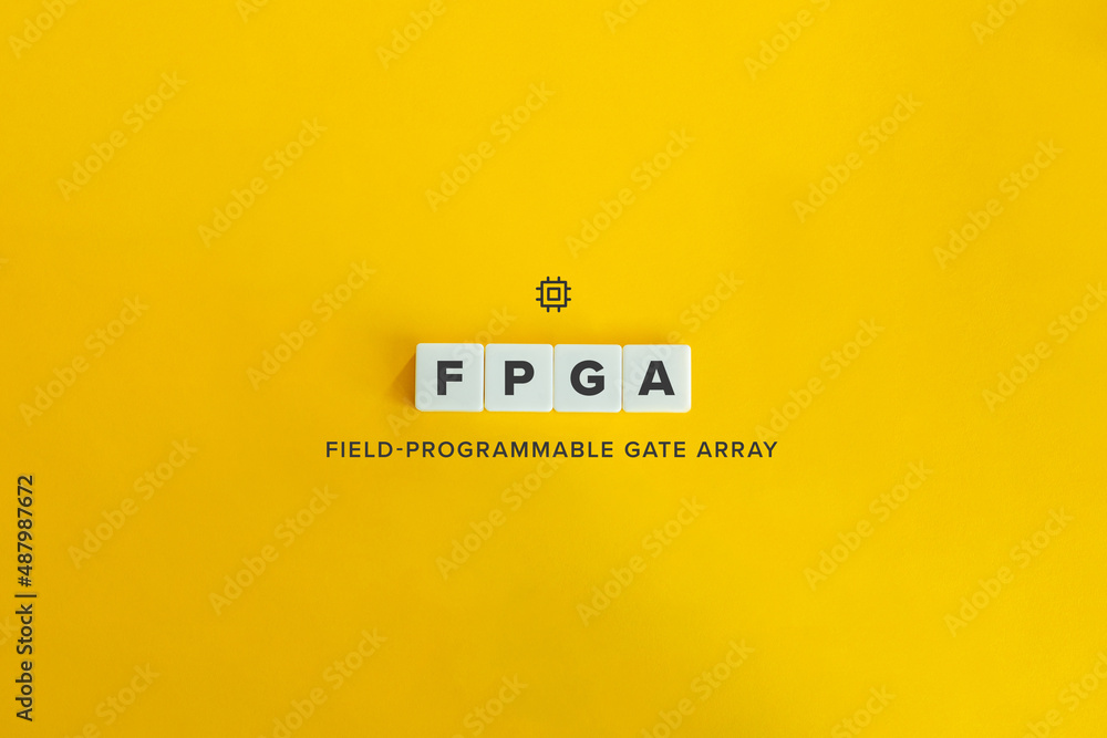 Field-programmable Gate Array (FPGA) Banner. Letter Tiles on Yellow ...