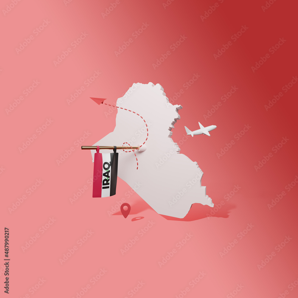 3d Iraq map and flag. Travel Flyer brochure design template. Social ...
