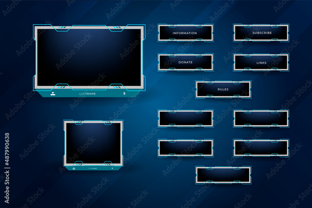 Twitch overlay gamer and streamer border yellow color concept Stock ...