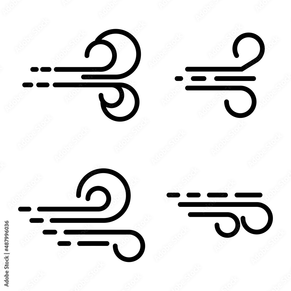 Wind Flow Icon Vector Clipart on Set. Wind doodle blow, gust design ...