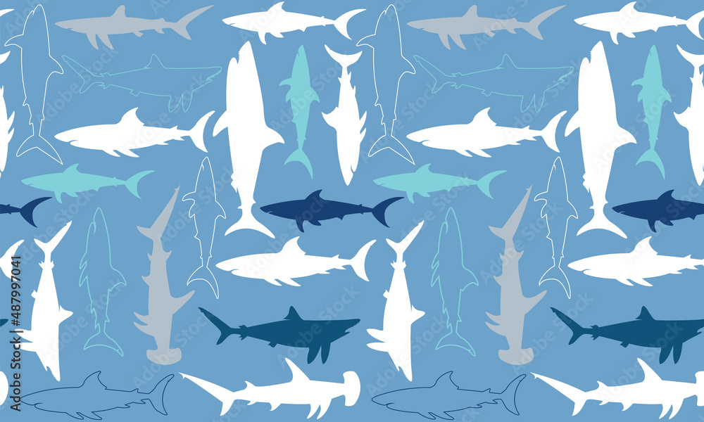 This shark-themed seamless vector pattern would make a great background ...