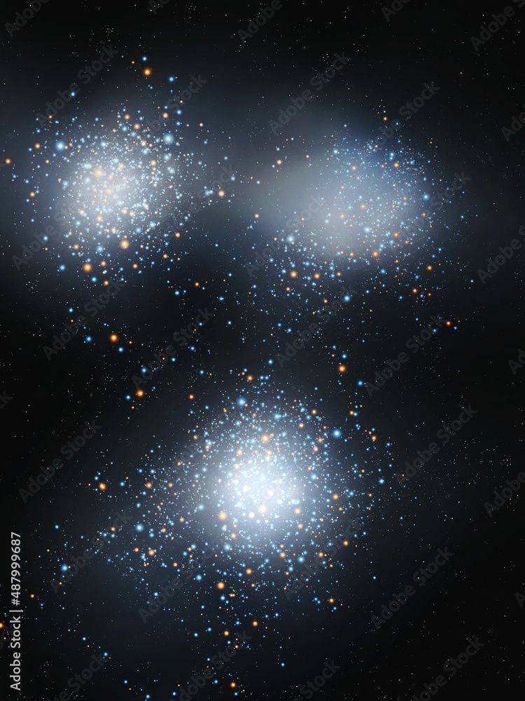 Cluster of stars in space. A large constellation of millions of stars ...