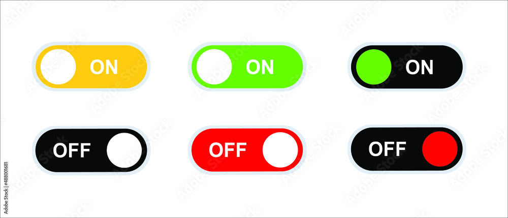 Modern web template with blue switch on off on black background. Switch ...